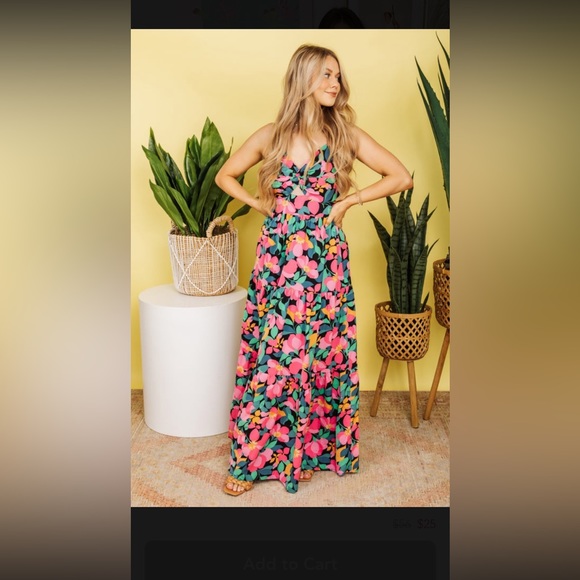 entro | Dresses | Nwt Colorful Tropical Maxi Dress Has Key Hole Cut Out ...